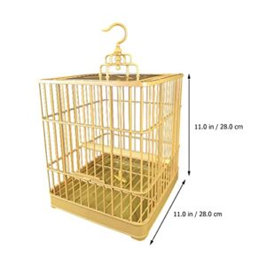 Baluue 1 Set Bird Cage Plastic Parrot Cockatiel Cage with Standing Pole Hanging Hook Pet