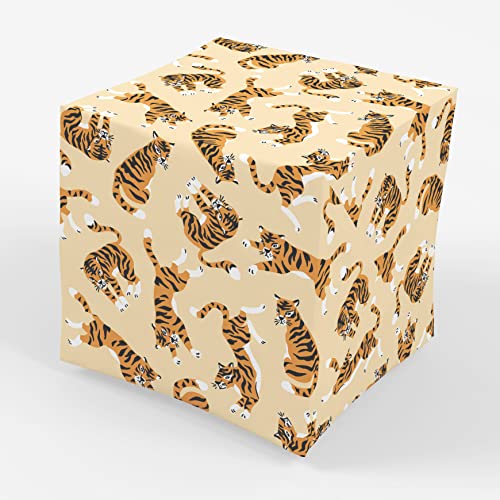 Stesha Party Tiger Wrapping Paper Funny Present Gift Wrap Folded Flat 30 x 20 Inch, 3 Sheets