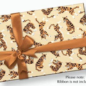 Stesha Party Tiger Wrapping Paper Funny Present Gift Wrap Folded Flat 30 x 20 Inch, 3 Sheets