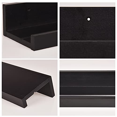 Floating Wall Mounted Shelves Black Display Shelves with Ledge Shelf for Bedroom Bathroom Livingroom Room Kitchen Set of 2 (Black)