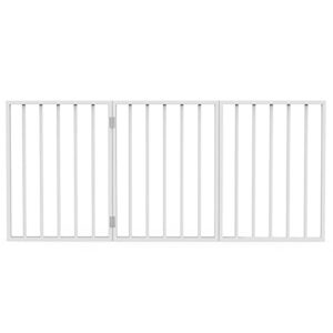 PETMAKER Pet Gate – Dog Gate for Doorways, Stairs or House– Freestanding, Folding, Accordion Style, Wooden Indoor Dog Fence (24-Inch, White)