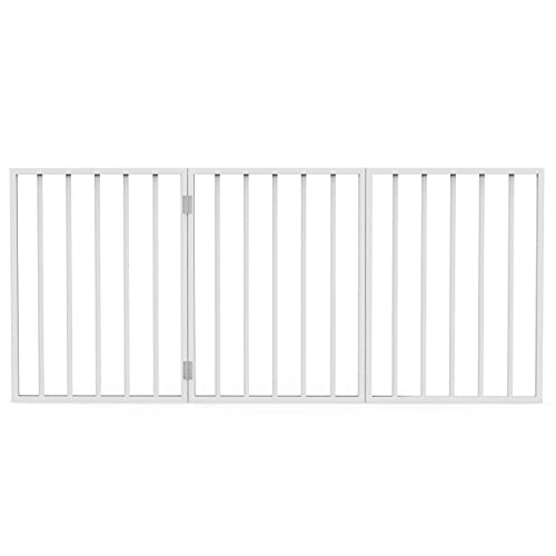 PETMAKER Pet Gate – Dog Gate for Doorways, Stairs or House– Freestanding, Folding, Accordion Style, Wooden Indoor Dog Fence (24-Inch, White)