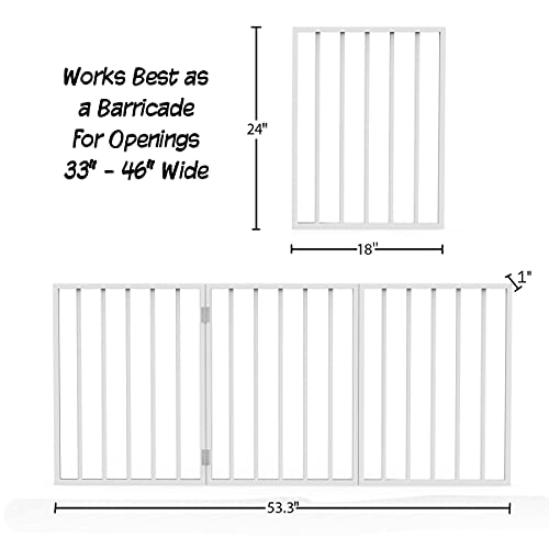 PETMAKER Pet Gate – Dog Gate for Doorways, Stairs or House– Freestanding, Folding, Accordion Style, Wooden Indoor Dog Fence (24-Inch, White)