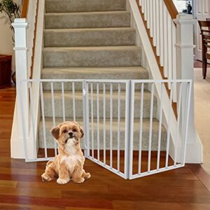 PETMAKER Pet Gate – Dog Gate for Doorways, Stairs or House– Freestanding, Folding, Accordion Style, Wooden Indoor Dog Fence (24-Inch, White)