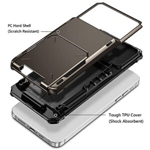 Vofolen Case for iPhone 13 Pro Case Wallet 4-Card Holder ID Slot Flip Door Hidden Pocket Anti-Scratch Dual Layer Hybrid TPU Bumper Armor Protective Hard Shell Back Cover for iPhone 13 Pro Gun Metal