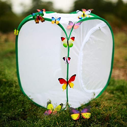 30x30x30cm Foldable Insect Breeding Cages Net Cloth Mantis Stick Praying Cylindrical Cage Plant Cultivation Mosquito Net Box- Insect Cage