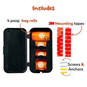 Pexter Dog Poop Bag Dispenser, Outdoor or Indoor Pet Waste Bag Dispenser Station, Stick-On or Screw-On Wall Mount, Poop Bags Storage Outdoor Container, Includes 4 Doggie Bag Rolls