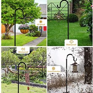 Derkniel Shepherd Hook 108 Inch Tall Heavy-Duty Metal Garden Hanging Pole Stake for Bird Feeder Pole Plant Baskets, Black (1 Pack)