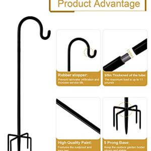 Derkniel Shepherd Hook 108 Inch Tall Heavy-Duty Metal Garden Hanging Pole Stake for Bird Feeder Pole Plant Baskets, Black (1 Pack)