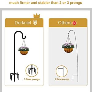 Derkniel Shepherd Hook 108 Inch Tall Heavy-Duty Metal Garden Hanging Pole Stake for Bird Feeder Pole Plant Baskets, Black (1 Pack)