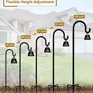 Derkniel Shepherd Hook 108 Inch Tall Heavy-Duty Metal Garden Hanging Pole Stake for Bird Feeder Pole Plant Baskets, Black (1 Pack)