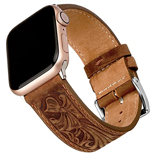 Falandi for Apple Watch Band Leather 41mm 40mm 38mm, Western Retro Leather Classical Replacement Smart Watch Band for iWatch Men Women Series 8 7 SE 6 5 4 3 2 1 (Retro Brown, 41/40/38mm)