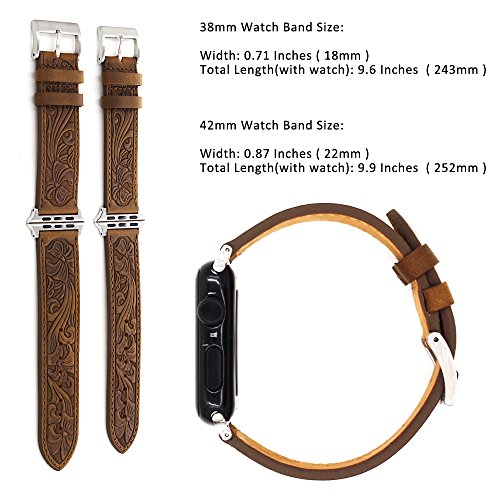 Falandi for Apple Watch Band Leather 41mm 40mm 38mm, Western Retro Leather Classical Replacement Smart Watch Band for iWatch Men Women Series 8 7 SE 6 5 4 3 2 1 (Retro Brown, 41/40/38mm)