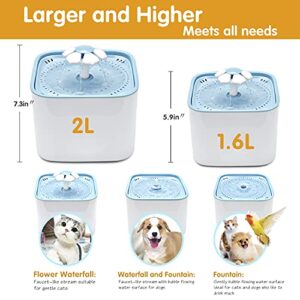 Pet Fountain Cat Water Dispenser - Healthy and Hygienic Drinking Fountain Super Quiet Flower Automatic Electric Water Bowl with 2 Replacement Filters for Cats, Dogs, Birds and Small Animals