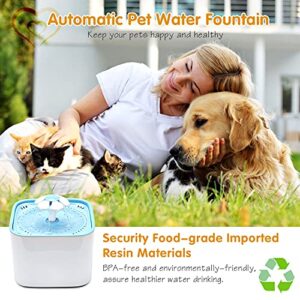 Pet Fountain Cat Water Dispenser - Healthy and Hygienic Drinking Fountain Super Quiet Flower Automatic Electric Water Bowl with 2 Replacement Filters for Cats, Dogs, Birds and Small Animals