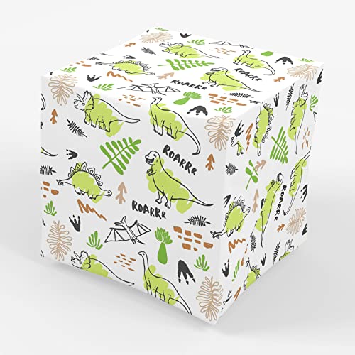 Stesha Party Green Dinosaur Wrapping Paper Birthday Gift - Folded 30 x 20 Inch (3 Sheets)