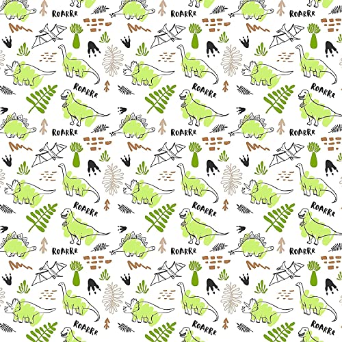 Stesha Party Green Dinosaur Wrapping Paper Birthday Gift - Folded 30 x 20 Inch (3 Sheets)