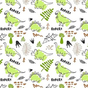 Stesha Party Green Dinosaur Wrapping Paper Birthday Gift - Folded 30 x 20 Inch (3 Sheets)