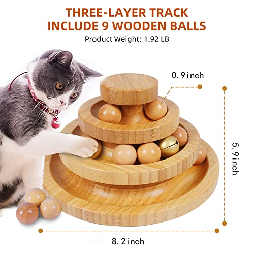 DoogCat Cat Ball Track,Cat Ball Toy,Kitty Toys Roller,3-Level Cat Ball Tower with 9 Removable Balls,Interactive Cat Toy,Circle Track DIY Fun Toy for Kitten Mental Physical Exercise