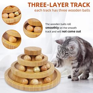 DoogCat Cat Ball Track,Cat Ball Toy,Kitty Toys Roller,3-Level Cat Ball Tower with 9 Removable Balls,Interactive Cat Toy,Circle Track DIY Fun Toy for Kitten Mental Physical Exercise