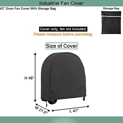 ELONGRIVER Industrial 42" Belt Drive Drum Fan Cover, Waterproof&Dustproof Cover for 42" Barrel Fan,Commercial Floor Fan Cover in Heavy Duty Polyester for Outdoor and Indoor(L47xW21.5xH46")