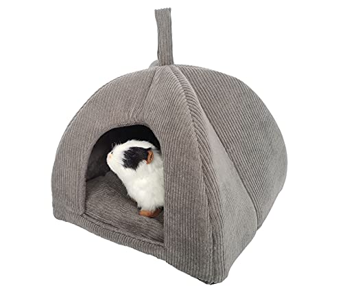 WOWOWMEOW Guinea Pig Tent Bed Cozy Cave Hideout Small Animal House for Rat Chinchilla Ferret Hedgehog (Dark Grey)