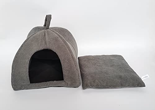 WOWOWMEOW Guinea Pig Tent Bed Cozy Cave Hideout Small Animal House for Rat Chinchilla Ferret Hedgehog (Dark Grey)