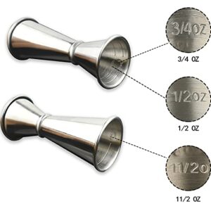 304 Stainless Steel Cocktail Double Jigger Japanese Style Measuring Oz Cup Bar Tool Shot for Bartending Bartender Jiggers Ounce Measurements Alcohol Drink Markings Perfect Party Silver Kitchen Tools