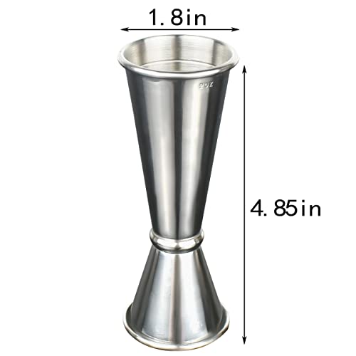 304 Stainless Steel Cocktail Double Jigger Japanese Style Measuring Oz Cup Bar Tool Shot for Bartending Bartender Jiggers Ounce Measurements Alcohol Drink Markings Perfect Party Silver Kitchen Tools