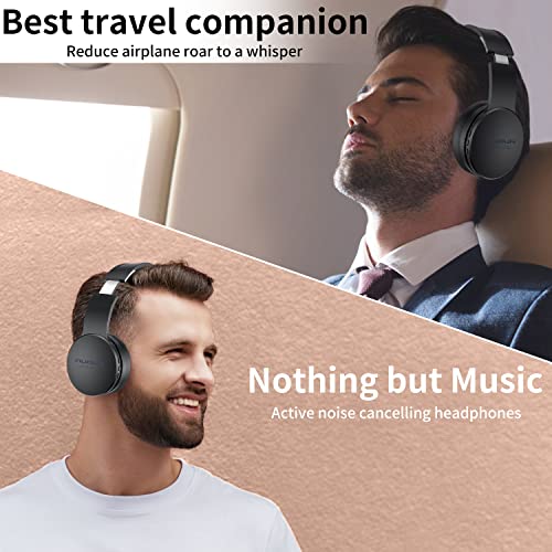 Active Noise Cancelling Headphones with Wireless Function, Over Ear Wireless 5.2 Version Bluetooth Headsets, Headphones with Built-in Microphone,24H Playtime, Deep Bass, Foldable Adjustable for Work