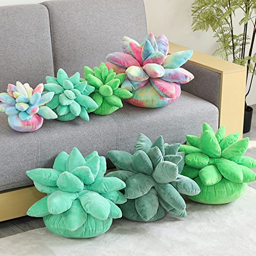 qingfeng Cute Throw Pillows, Green Plant Throw Pillows Flower Shaped Pillow, Cactus Decor Pillow for Garden Lovers, Bedroom Room Home Decoration Novelty Plush Cushion (Dark Green,9.8 in)