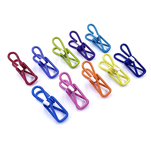 80pcs Multipurpose Clips Heavy Duty Metal Colorful High Elasticity Good Persistence Clothespins 2 Inch PVC Coated Sealing Food Paper Holder Clothesline for Laundry Kitchen Outdoor Home Travel Office