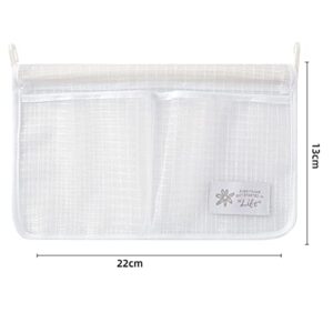 2Pcs Refrigerator Storage Mesh Bag with Hook Household Kitchen Double Pocket Classification Hanging Bag Refrigerator Pantry Organizer, Blue and White