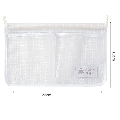 2Pcs Refrigerator Storage Mesh Bag with Hook Household Kitchen Double Pocket Classification Hanging Bag Refrigerator Pantry Organizer, Blue and White