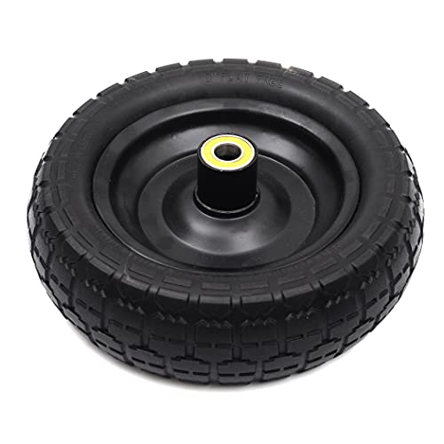 (4-Pack) 10‘’ Replacement Tire for Gorilla Cart - Solid Polyurethane Flat-Free Tire and Wheel Assembly - 3” Wide Tires with 5/8 Axle Borehole and 2.1” Hub