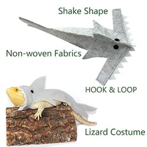 CooShou 3Pcs Bearded Dragon Shark Outfit - S M L Lizard Reptile Shark Costume in One Package Handmade Felt Bearded Dragon Harness for Chameleon Gecko Anole Iguana Amphibians