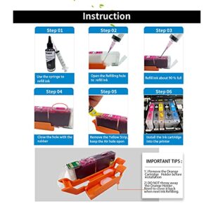 COCADEEX Empty Refillable Ink Cartridge Replacement for Canon PGI-250XL CLI-251XL,for Pixma MG5420 MG5422 MG5500 MG5520 MG5522 MG5620 MG5622 MG6420 MG6620 MX722 MX920 MX922 IP7220 IX6820 Printer