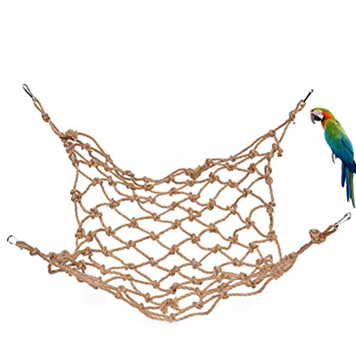 Parrot Cage Toy Hemp Rope Climbing Net Ladder Parakeet Budgie Macaw Play Gym Toy Pendant with Hanging Buckle (Large Size) Pet Gift