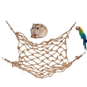 Parrot Cage Toy Hemp Rope Climbing Net Ladder Parakeet Budgie Macaw Play Gym Toy Pendant with Hanging Buckle (Large Size) Pet Gift