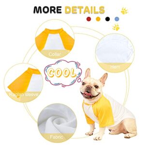 SETSBO Dog Clothes for Small Dog, Breathable Stretchy Dog Raglan Shirt, Soft Comfortable Cat Puppy Kitten Pet Apparel Outfits (Yellow&White, M[Weight(4-6lb) Chest(~14.5in'')])