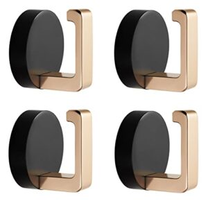 Finnez Bath Towel Hooks Robe Hook Wall Mount Heavy Duty Wall Hooks Coat Hooks Closet Door for Bathroom Bedroom and Livingroom（Black Gold 4 Packs