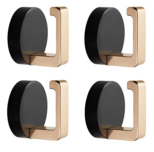 Finnez Bath Towel Hooks Robe Hook Wall Mount Heavy Duty Wall Hooks Coat Hooks Closet Door for Bathroom Bedroom and Livingroom（Black Gold 4 Packs