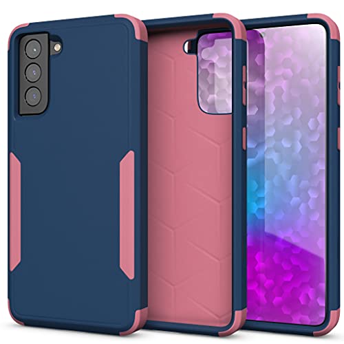 EXOCASE Galaxy S21 5G Case | Armor Shield Series | Full-Body Dual Layer Slim Rugged Phone Case Cover for Samsung Galaxy S21 Case Without Built-in Screen Protector Navy Blue | Pink