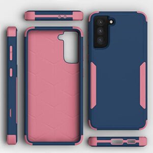 EXOCASE Galaxy S21 5G Case | Armor Shield Series | Full-Body Dual Layer Slim Rugged Phone Case Cover for Samsung Galaxy S21 Case Without Built-in Screen Protector Navy Blue | Pink