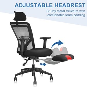 LMIKAF Ergonomic Office Chair with Footrest Support, High Back Desk Chair with 5D Padded Armrest, Lumbar Support, Thick Seat Cushion and Adjustable Headrest - 135° Rocking Mesh Computer Chair