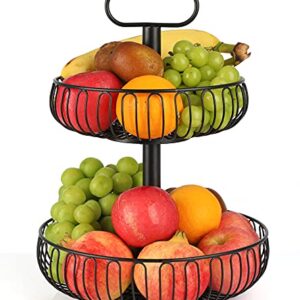 TARNABY Fruit Basket for Kitchen,Fruit Bowl for Kitchen Counter, Large Capacity Metal Vegetable Basket Bowls, Countertop Fruits Baskets Bowl Stand Detachable Fruit Holder Basket Storage