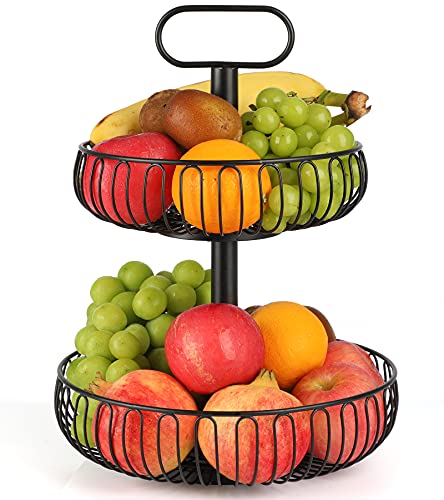 TARNABY Fruit Basket for Kitchen,Fruit Bowl for Kitchen Counter, Large Capacity Metal Vegetable Basket Bowls, Countertop Fruits Baskets Bowl Stand Detachable Fruit Holder Basket Storage