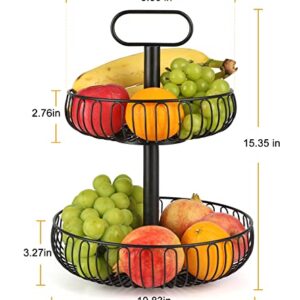 TARNABY Fruit Basket for Kitchen,Fruit Bowl for Kitchen Counter, Large Capacity Metal Vegetable Basket Bowls, Countertop Fruits Baskets Bowl Stand Detachable Fruit Holder Basket Storage