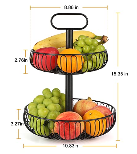 TARNABY Fruit Basket for Kitchen,Fruit Bowl for Kitchen Counter, Large Capacity Metal Vegetable Basket Bowls, Countertop Fruits Baskets Bowl Stand Detachable Fruit Holder Basket Storage