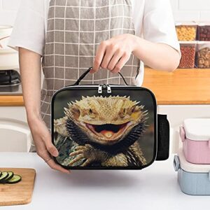 Cool Bearded Dragon Lizards Reusable Lunch Tote Bag Insulated Lunch Box Container For Office Work Picnic Travel With Handle